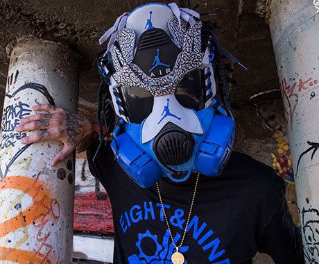 Jordan Sport Blue 3 Mask By Freehand Profit | Jordan Sneaker Gas Mask ...