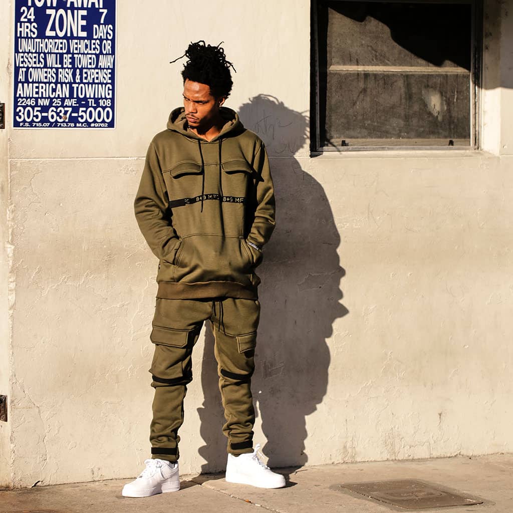 Strapped Up Slim Fleece Hoodie Olive – 8&9 Clothing Co.