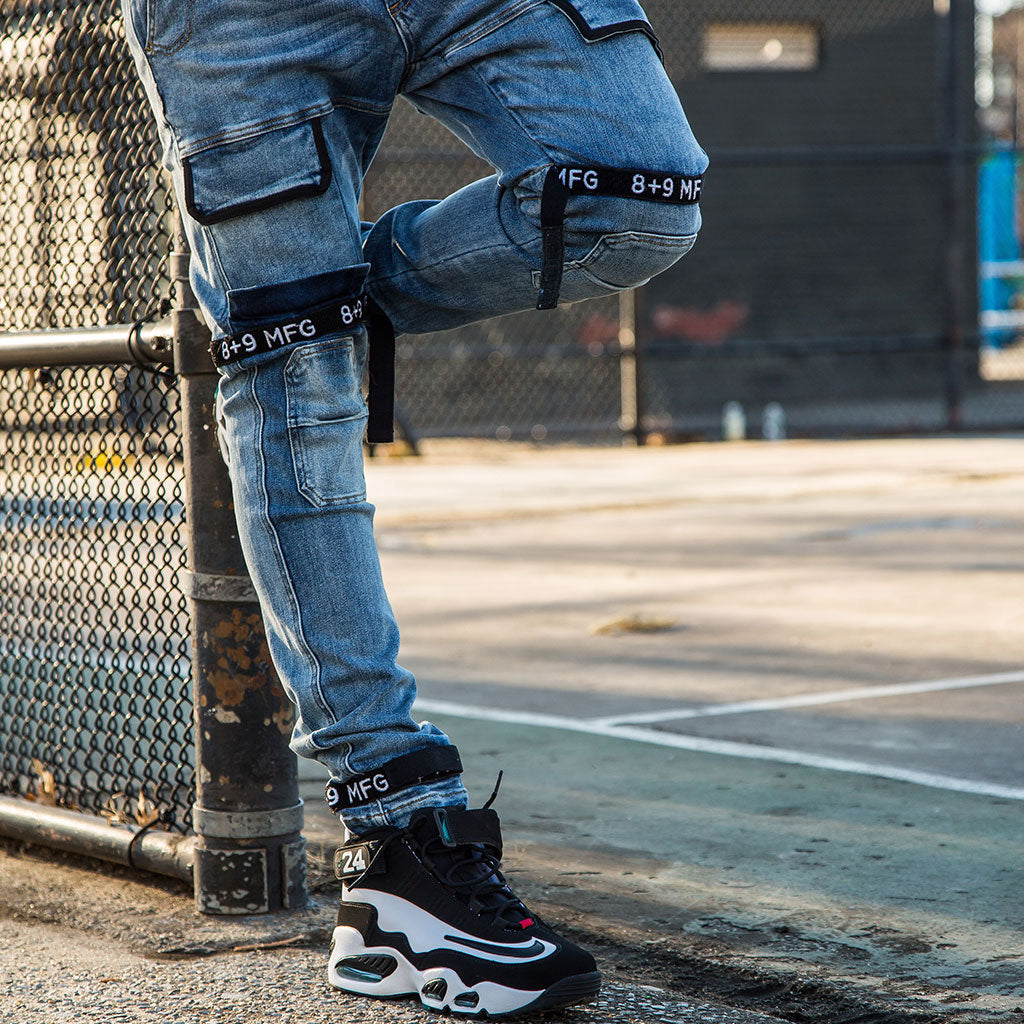 Strapped Up Slim Utility Medium Washed Jeans Black – 8&9 Clothing Co.