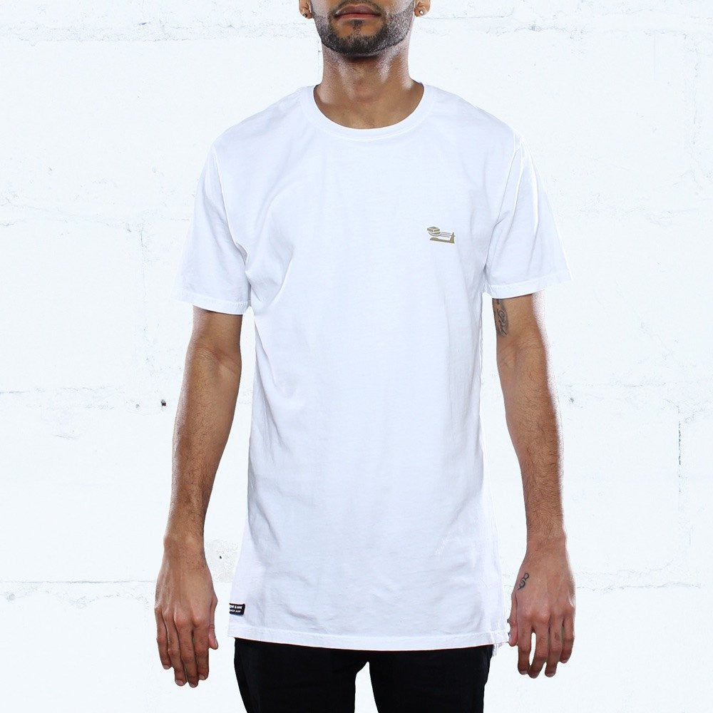 Triple Beam Long Line T-Shirt White | Clean Streetwear Elongated Shirt ...