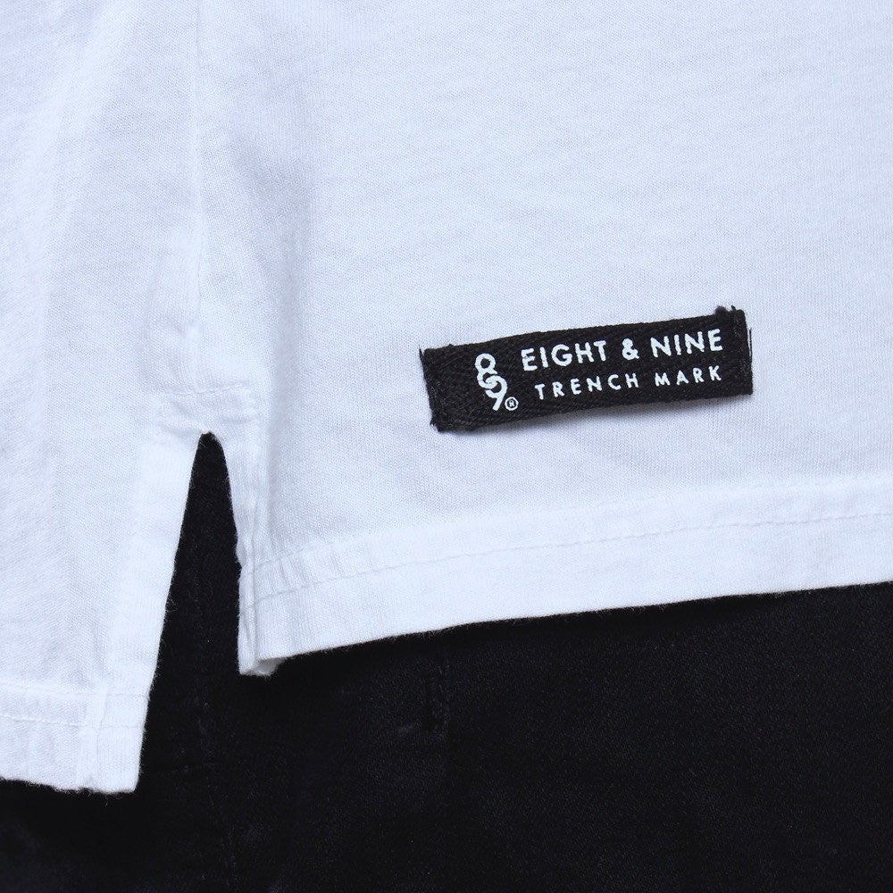 Triple Beam Long Line T-Shirt White | Clean Streetwear Elongated Shirt ...